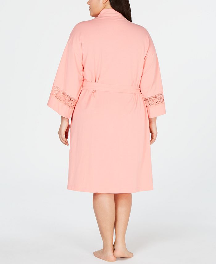 Charter Club Plus-Size Embroidered Lace Knit Robe, Created for Macy's ...