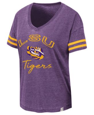 Colosseum Women's LSU Tigers Burnout V-Neck T-Shirt - Macy's