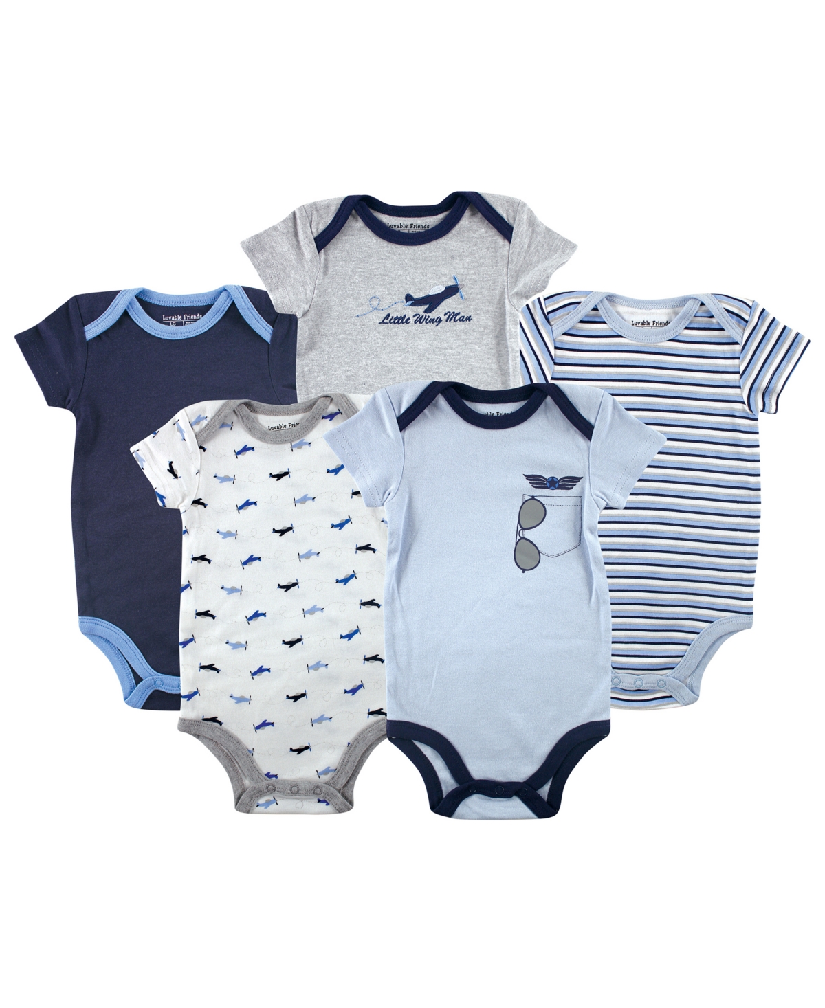 Click here for Luvable Friends Baby Girls 5Pk Bodysuits - Airplan... prices