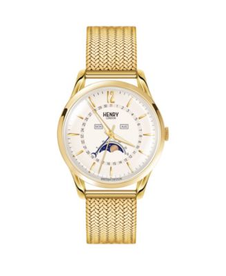 Henry London Westminster Unisex 39mm Gold Stainless Steel Mesh Bracelet ...