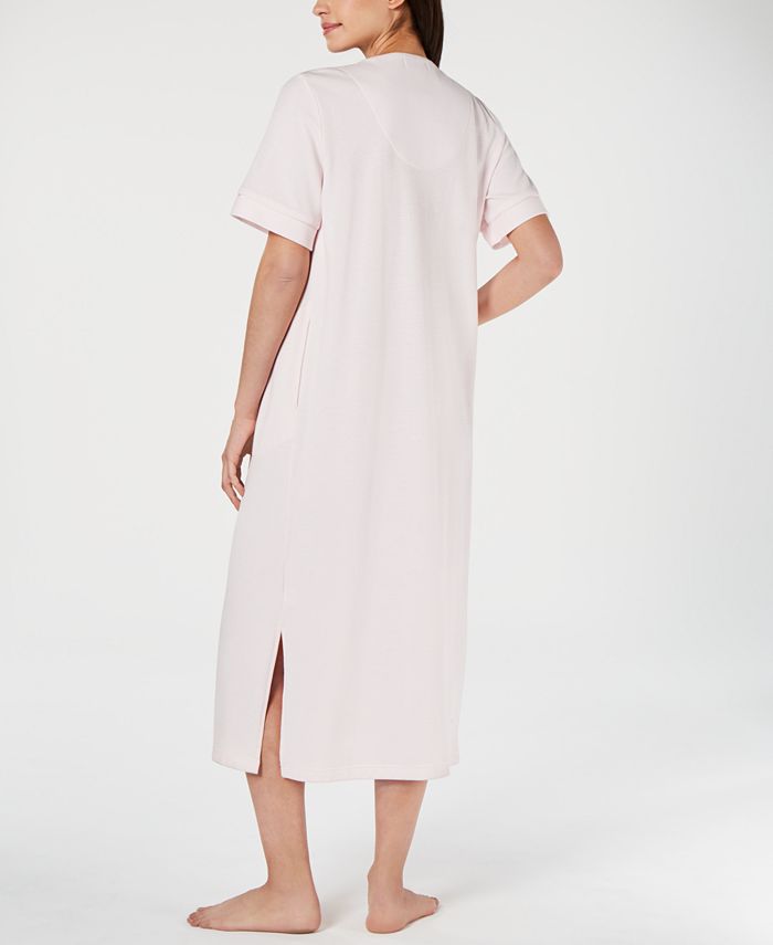 Miss Elaine Flower-Embroidery Waffle-Knit Zip-Up Robe - Macy's