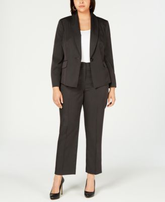 Le Suit Plus Size One-Button Mini Pinstriped Pantsuit - Macy's