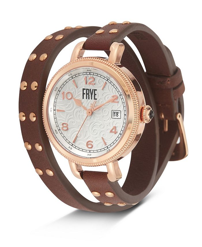 Frye Ladies' Melissa Stud Double Wrap in Black Leather Watch - Macy's