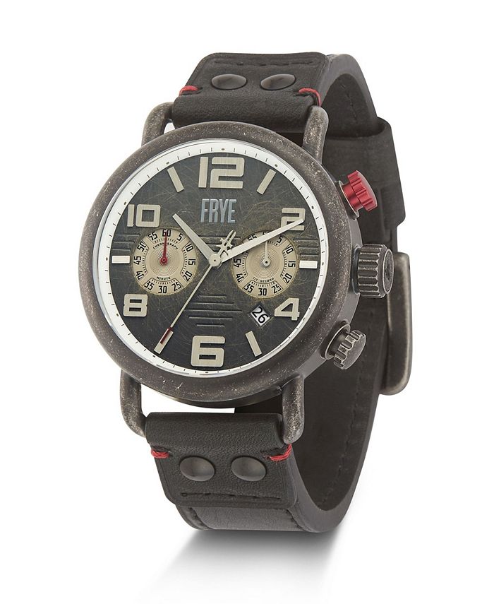 Frye Mens' Officer Chronograph Slate Leather Strap Watch - Macy's