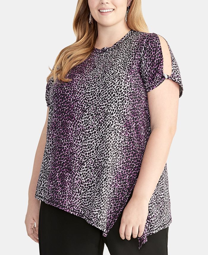RACHEL Rachel Roy Plus Size Sydney Printed Asymmetrical Top - Macy's