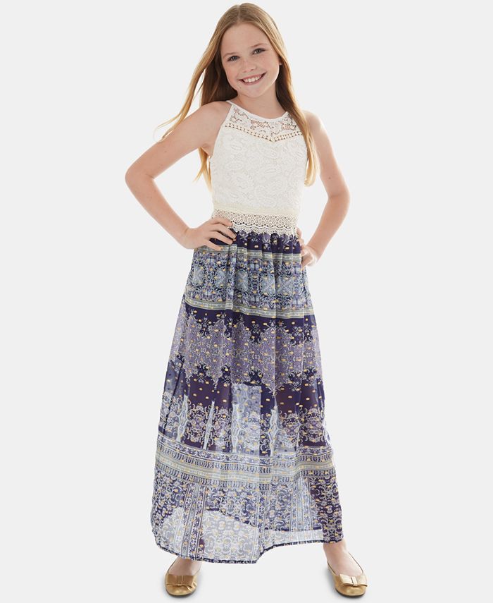 BCX Big Girls Lace Bodice Maxi Dress - Macy's
