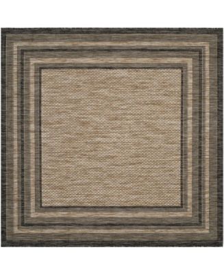 Safavieh Courtyard CY8475 Natural and Black 6'7" x 6'7" Square Outdoor ...