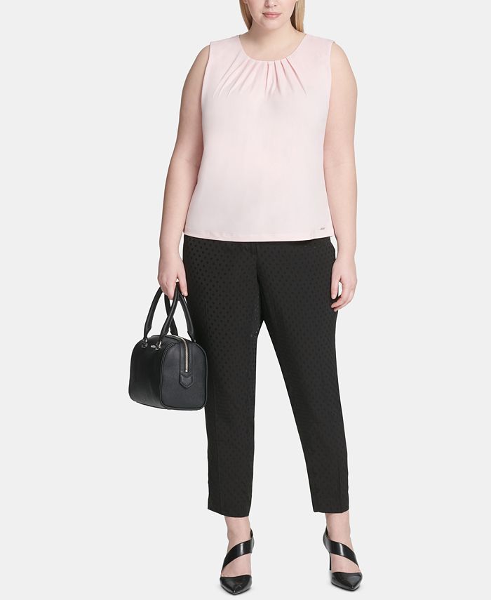 Calvin Klein Plus Size Sleeveless Pleated Top - Macy's