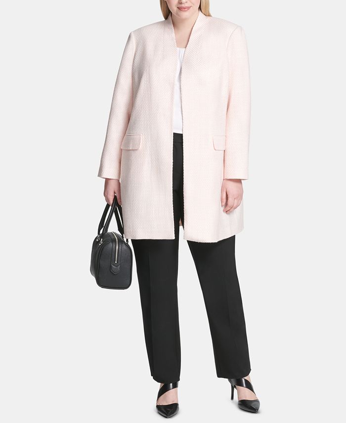 Calvin Klein Plus Size Tweed Topper Jacket - Macy's