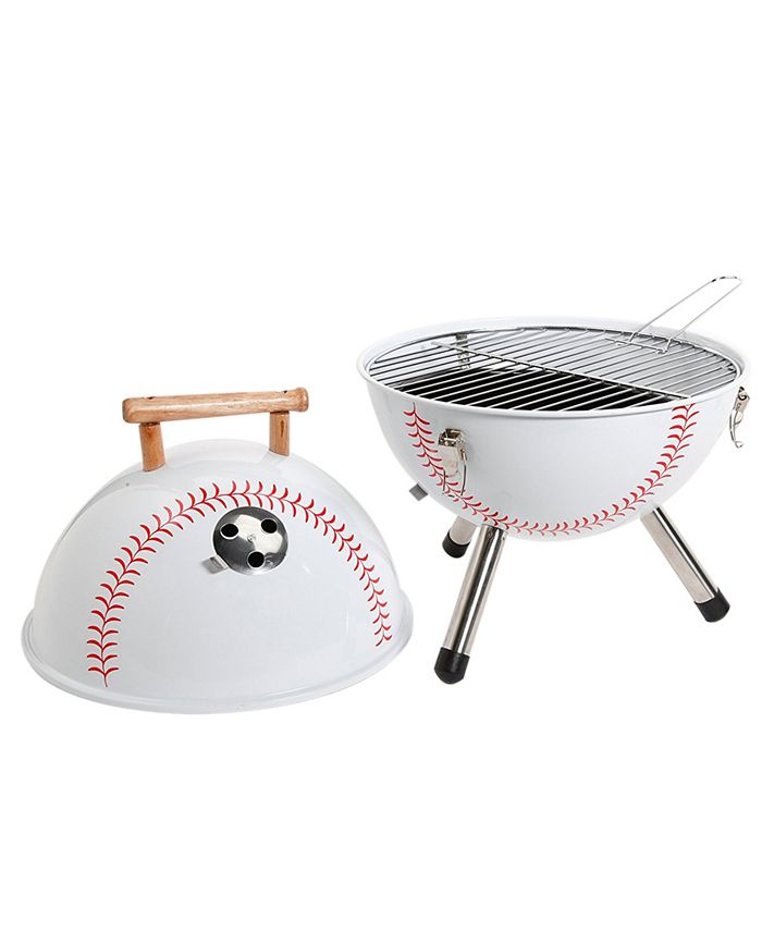 Gibson Home Baseball 12" Powder Coated Steel Barbecue Grill with Wood ...