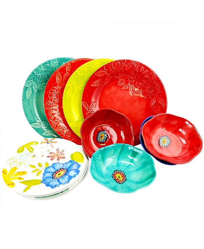 Flora 12 Piece Mix and Match Dinnerware Set - Macy's