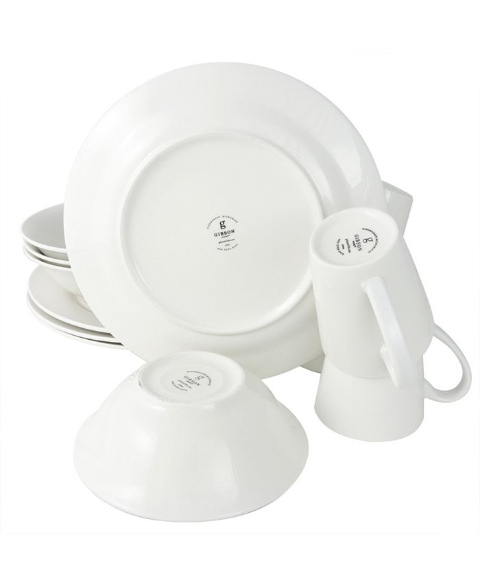 Gibson Noble Court 12 Piece Dinnerware Set, Rim Shape - Macy's