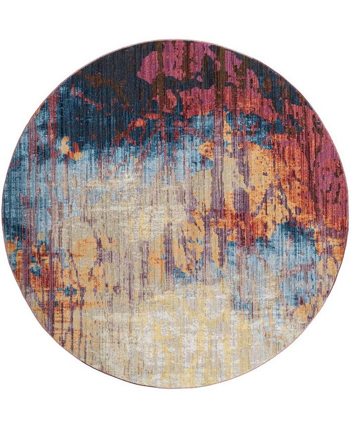 Safavieh Bristol Blue and Rust 7' x 7' Round Area Rug - Macy's