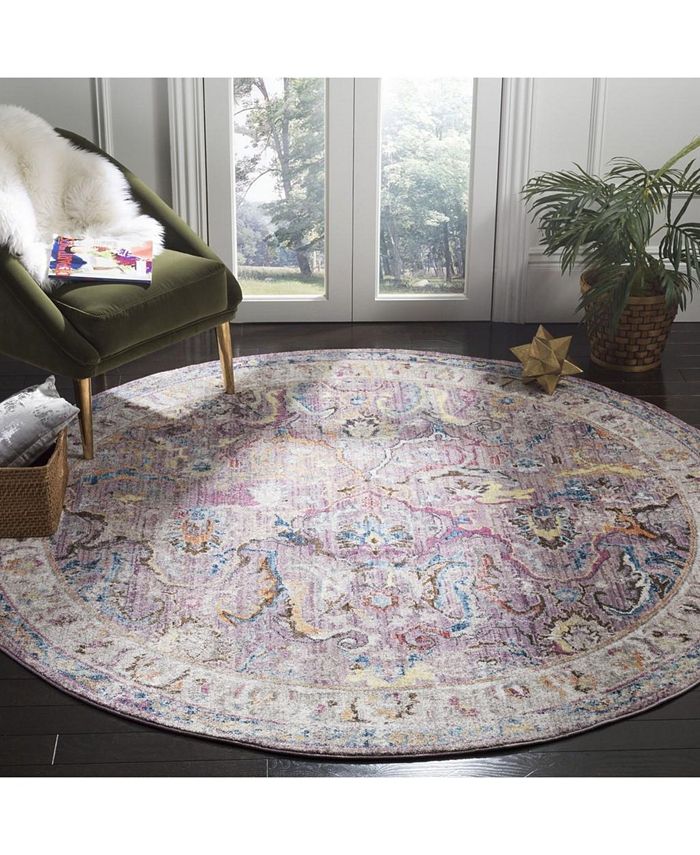 Safavieh Bristol Lavender and Light Gray 7' x 7' Round Area Rug - Macy's