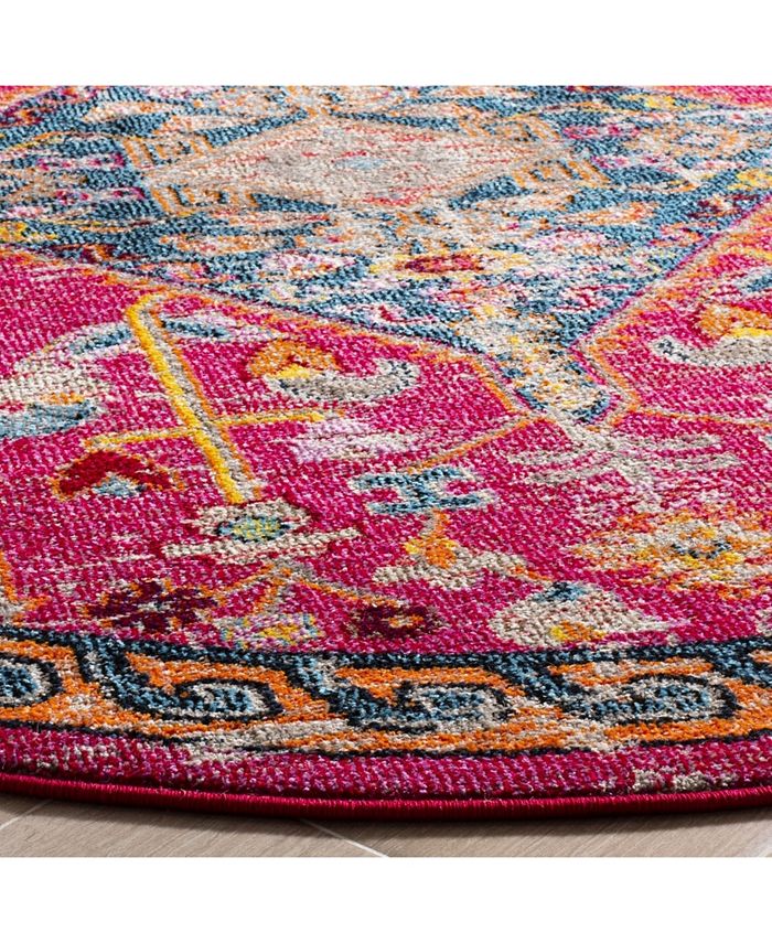 Safavieh Madison Pink and Turquoise 6'7" x 6'7" Round Area Rug - Macy's