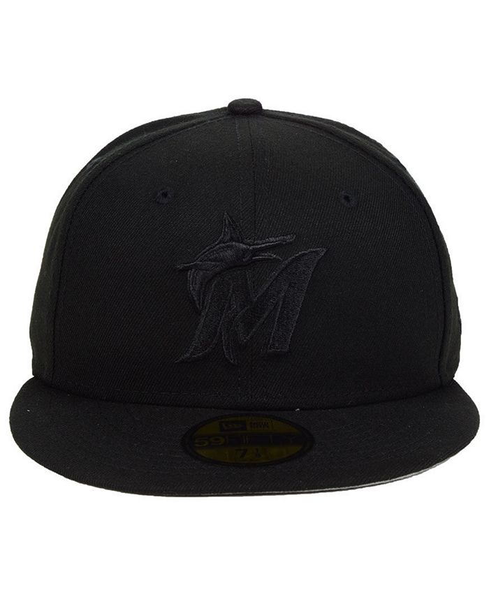 New Era Miami Marlins Triple Black Custom 59FIFTY Fitted Cap - Macy's