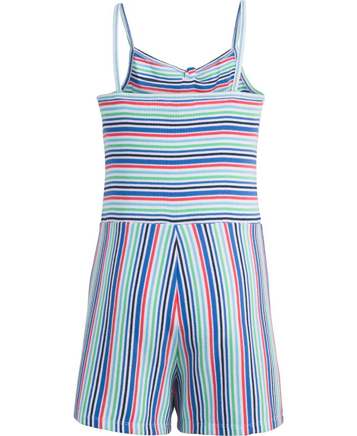 Tommy Hilfiger Toddler Girls Striped Ribbed Romper - Macy's