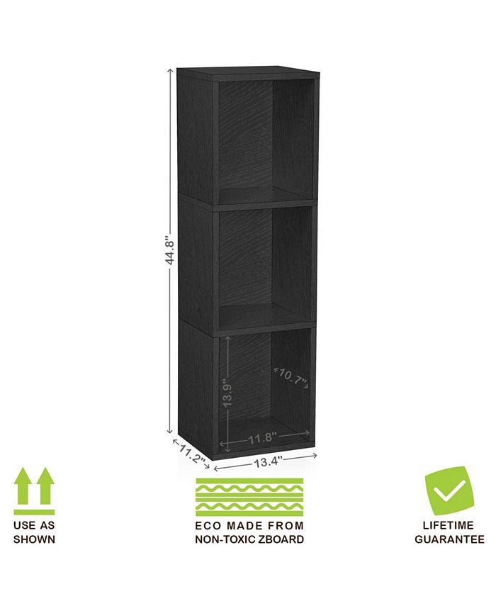 Way Basics Eco 3 Shelf Triple Cube Plus Narrow Bookcase and Storage ...