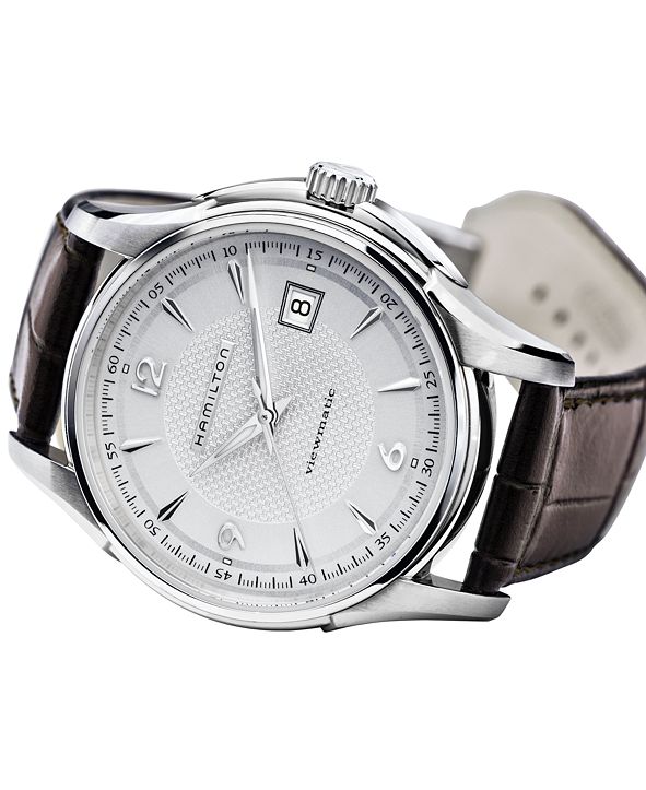 Hamilton Men's Swiss Automatic Jazzmaster Viewmatic Brown Leather Strap ...