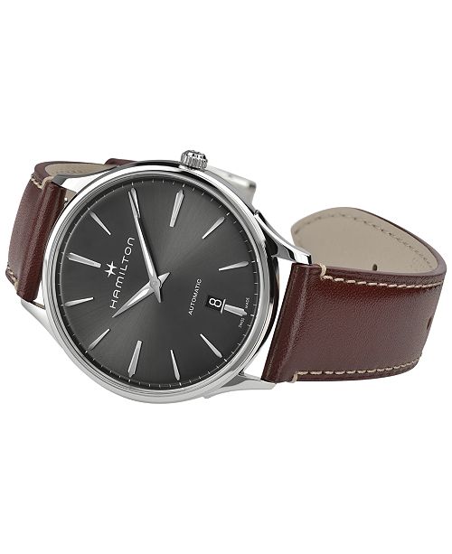Hamilton Men's Swiss Automatic Jazzmaster Thinline Red Leather Strap ...