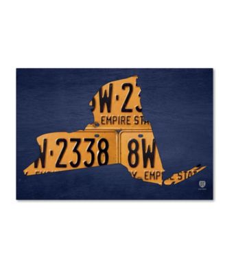 Design Turnpike 'New York License Plate Map' Canvas Art - 47" x 30" x 2 ...
