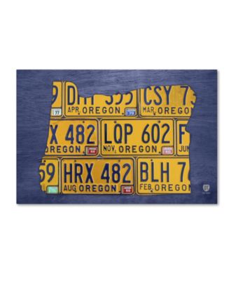 Design Turnpike 'Oregon License Plate Map' Canvas Art - 47" x 30" x 2 ...