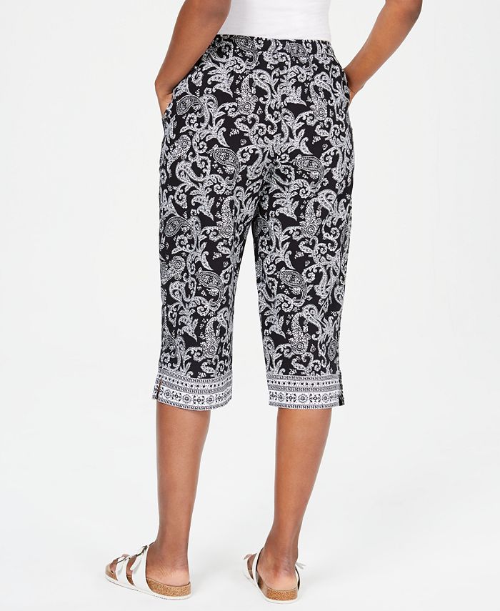 Karen Scott Petite Printed Drawstring Capri, Created for Macy's - Macy's