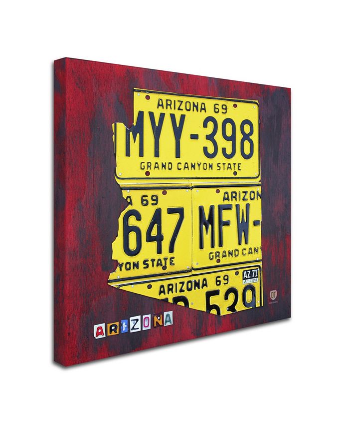 Trademark Global Design Turnpike 'Arizona License Plate' Canvas Art ...