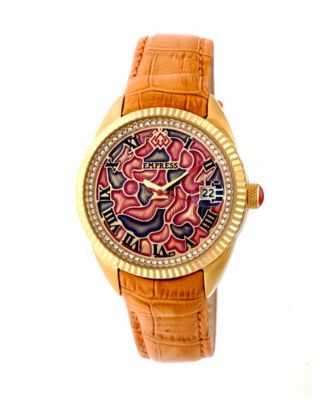 Empress Helena Automatic Camel Leather Watch 36mm - Macy's
