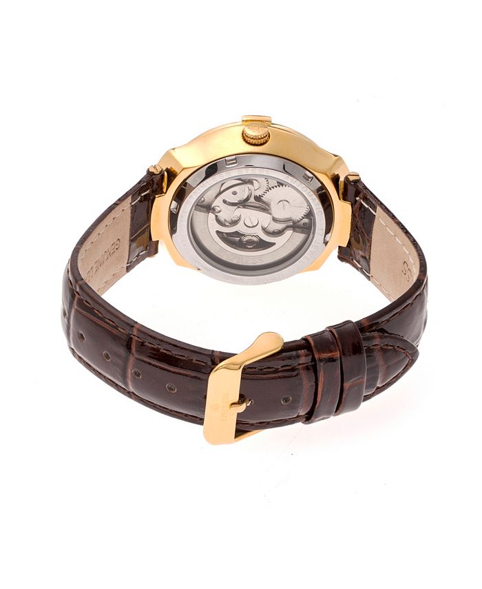 Empress Francesca Automatic Dark Brown Leather Watch 35mm - Macy's