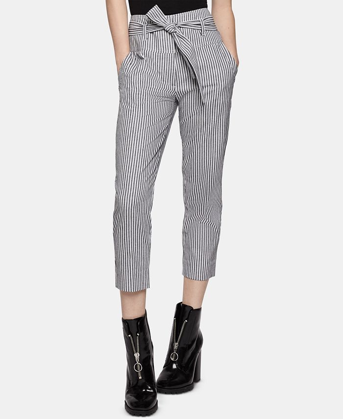 BCBGeneration Striped Cropped Trousers - Macy's
