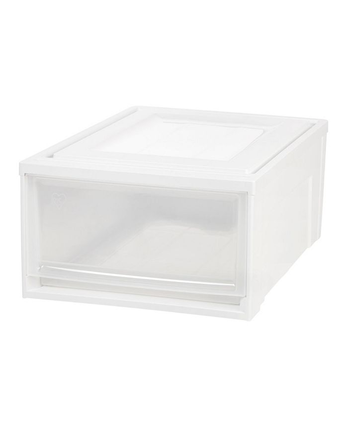 IRIS USA 3Pack 31qt Plastic Clear Stackable Shallow Storage Drawers ...