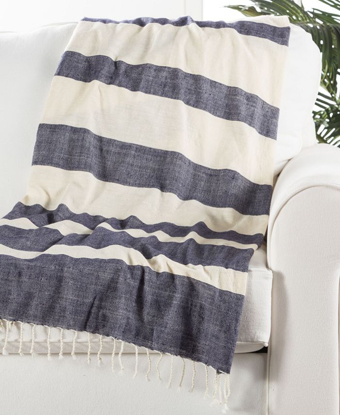 Jaipur Living Jurnee Blue/ Cream Stripe Throw 50" X 60" - Macy's
