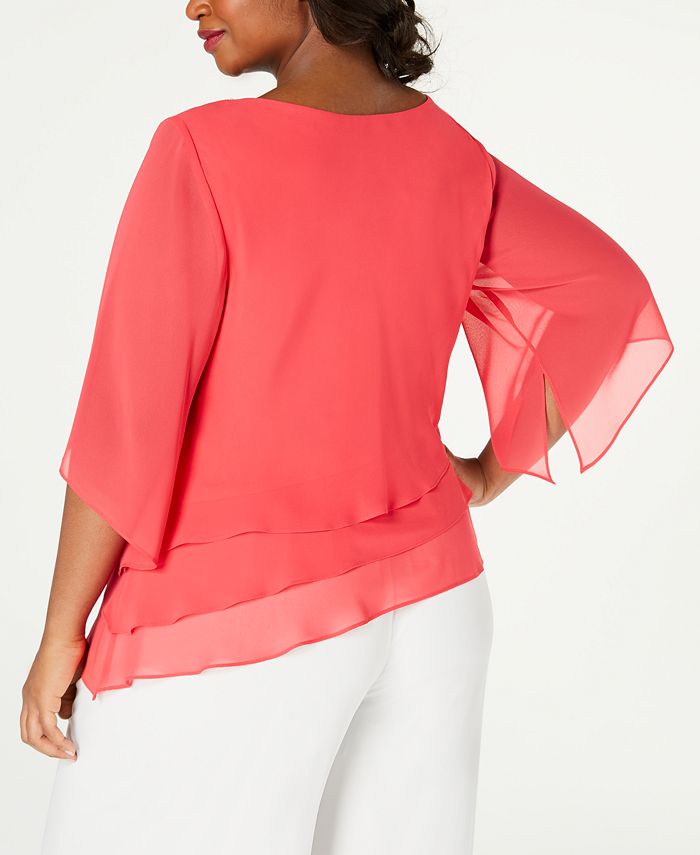 Alex Evenings Plus Size Tiered-Ruffle Blouse - Macy's
