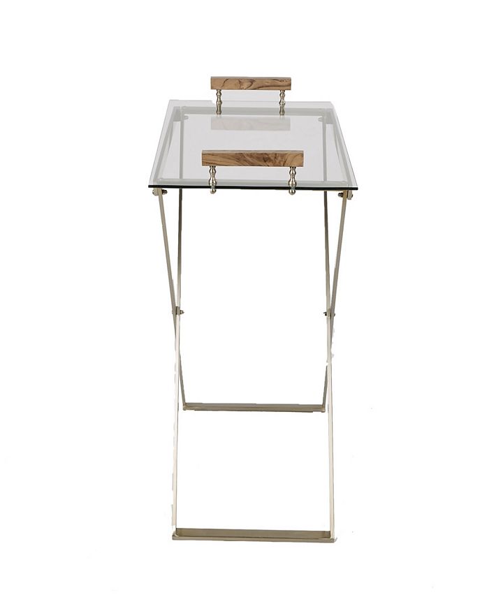 Mind Reader Glass Table with Removable Glass Tray For Serving Purposes ...