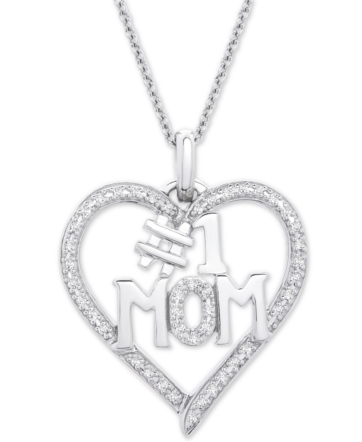 Click here for Diamond #1 Mom Heart Pendant Necklace (1/6 ct. t.w... prices