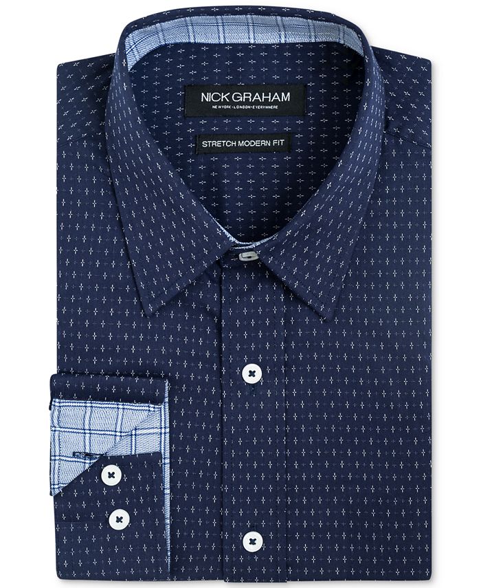 Nick Graham Men's Slim-Fit Dot-Print Shirt - Macy's
