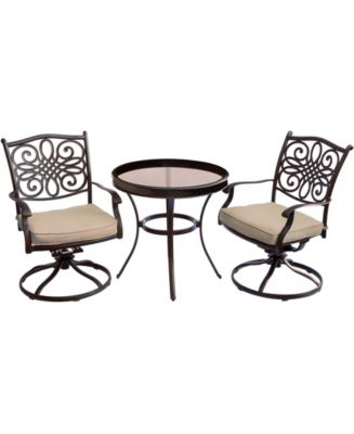 Traditions 3-Piece Swivel Bistro Set with 30" Glass-top Table - 29.05 ...