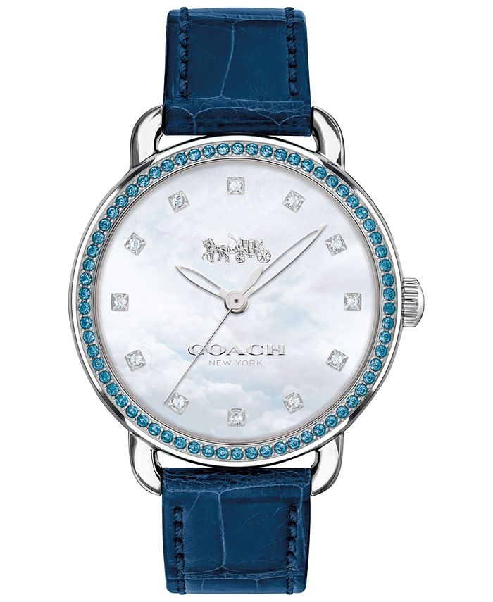 COACH LIMITED EDITION Women's Delancey Diamond Blue Leather Strap Watch ...