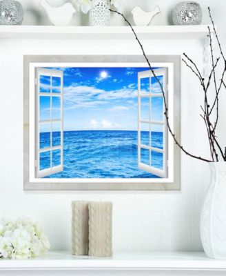 Designart 'Window Open To Blue Wavy Ocean' Extra Large Seashore Metal ...