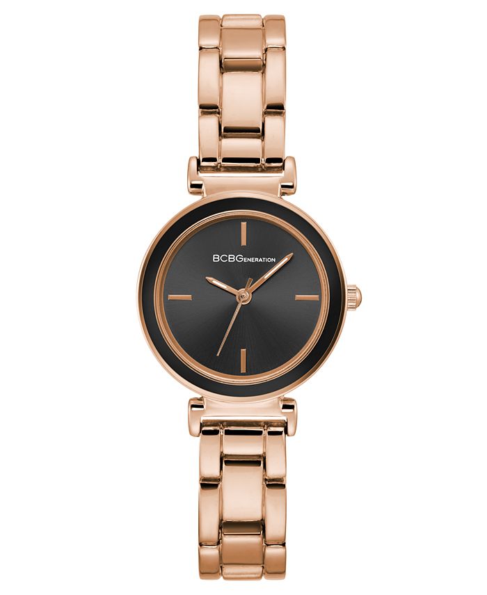 BCBGeneration Ladies Rose Gold Bracelet Watch with Black Bezel - Macy's