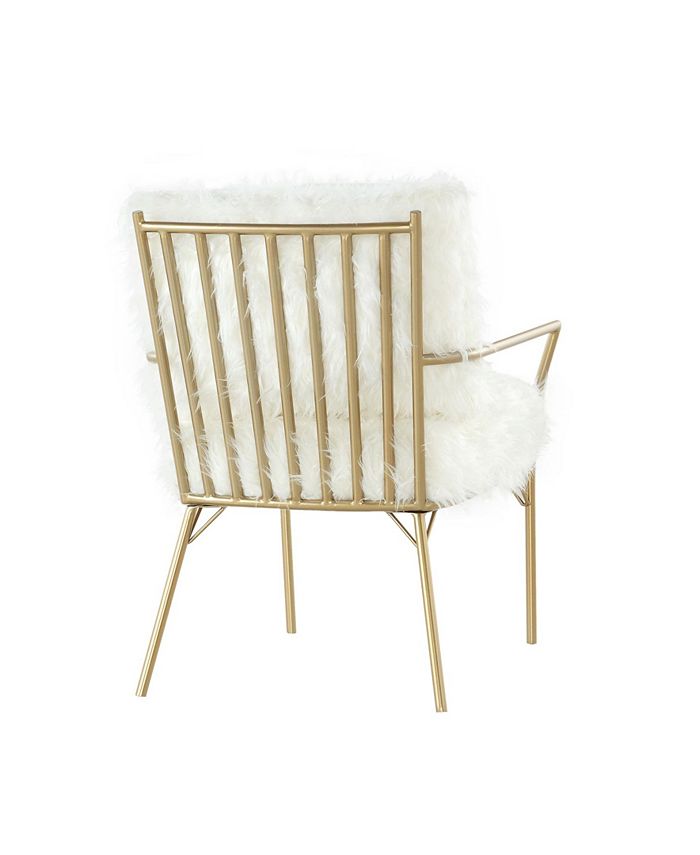 CosmoLiving by Cosmopolitan Sully Accent Chair with Faux Fur Cushions ...