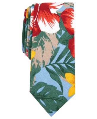 Bar III Men's Bartlett Skinny Floral Tie, Created for Macy's - Macy's