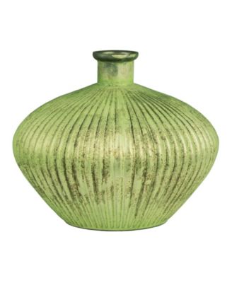 Fat Short Necked Vase with Shiny Metallic Green Finish - Macy's