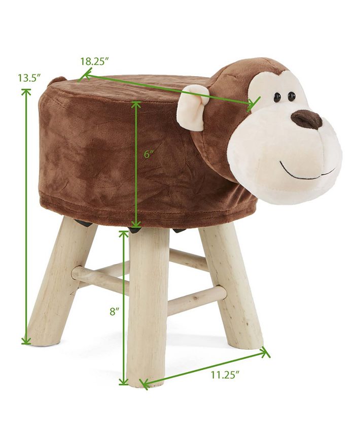 Mind Reader Children's Favorite Monkey Animal Stool, Chair, Ottoman ...