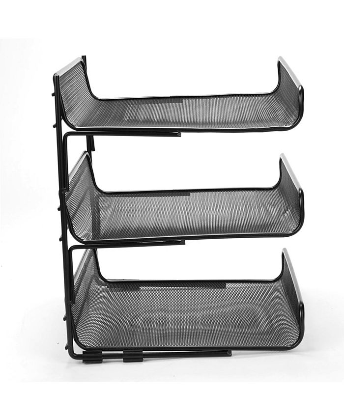 Mind Reader Metal Mesh 3 Tier Wall Mount Paper Tray, Document Paper ...