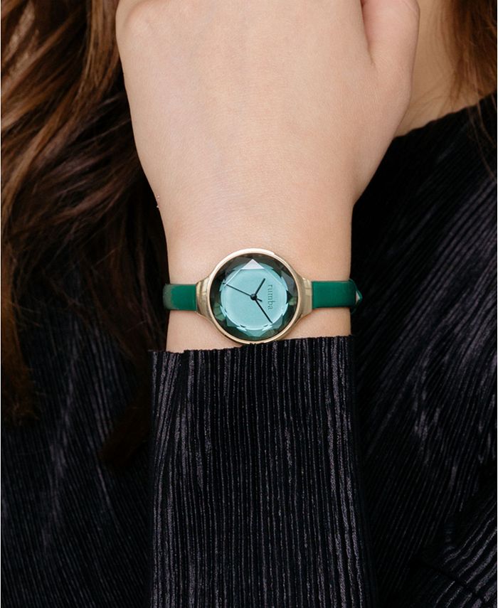 RUMBATIME Orchard Gem Genuine Evergreen Leather Strap Watch - Macy's