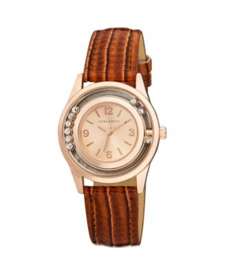 Laura Ashley Fashion Watch with Rolling Stones Dial and Brown Leather ...