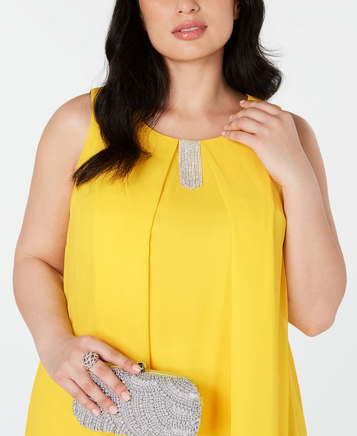 MSK Plus Size Rhinestone-Trim A-Line Dress - Macy's