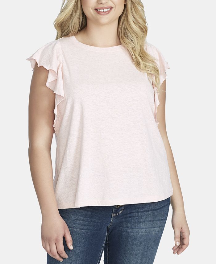Jessica Simpson Trendy Plus Size Ruffle-Sleeve Top - Macy's